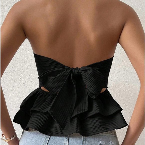 MODA ME COUTURE | Tops | Black Unity Tied Backless Tube Top | Poshmark